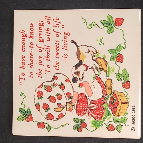 JASCO | Art | 981 Vintage Jasco Strawberry Tile Trivet With Saying ...
